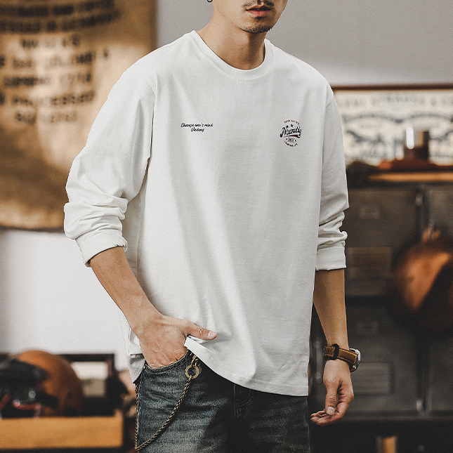 T-shirt Men's Long-sleeved P0844 – PEAK BLUE (ピークブルー)