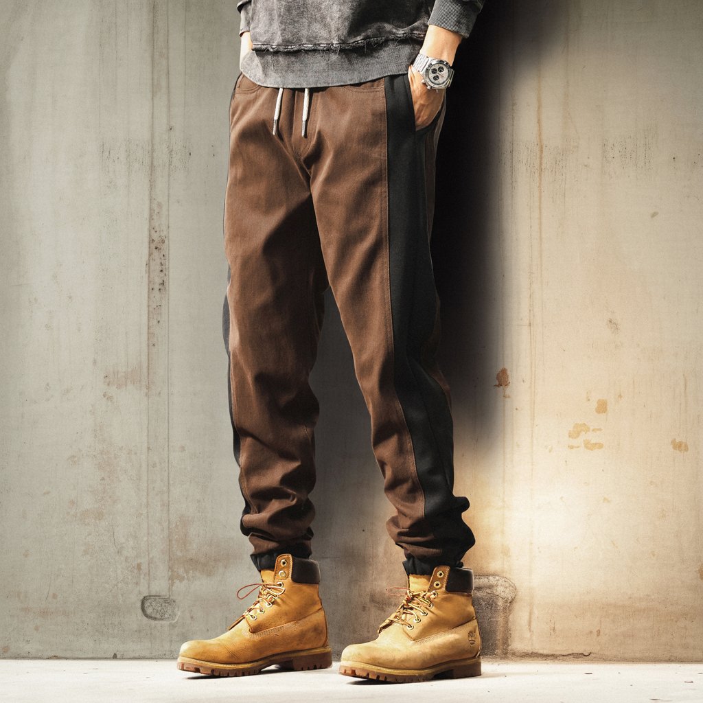 Vintage Color Block Jogger Pants P1826 – PEAK BLUE (ピークブルー)
