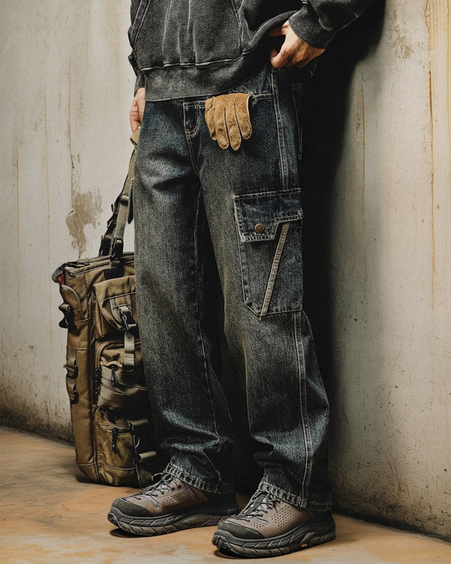 Side Pocket Cargo Denim Jeans P1543 – PEAK BLUE (ピークブルー)