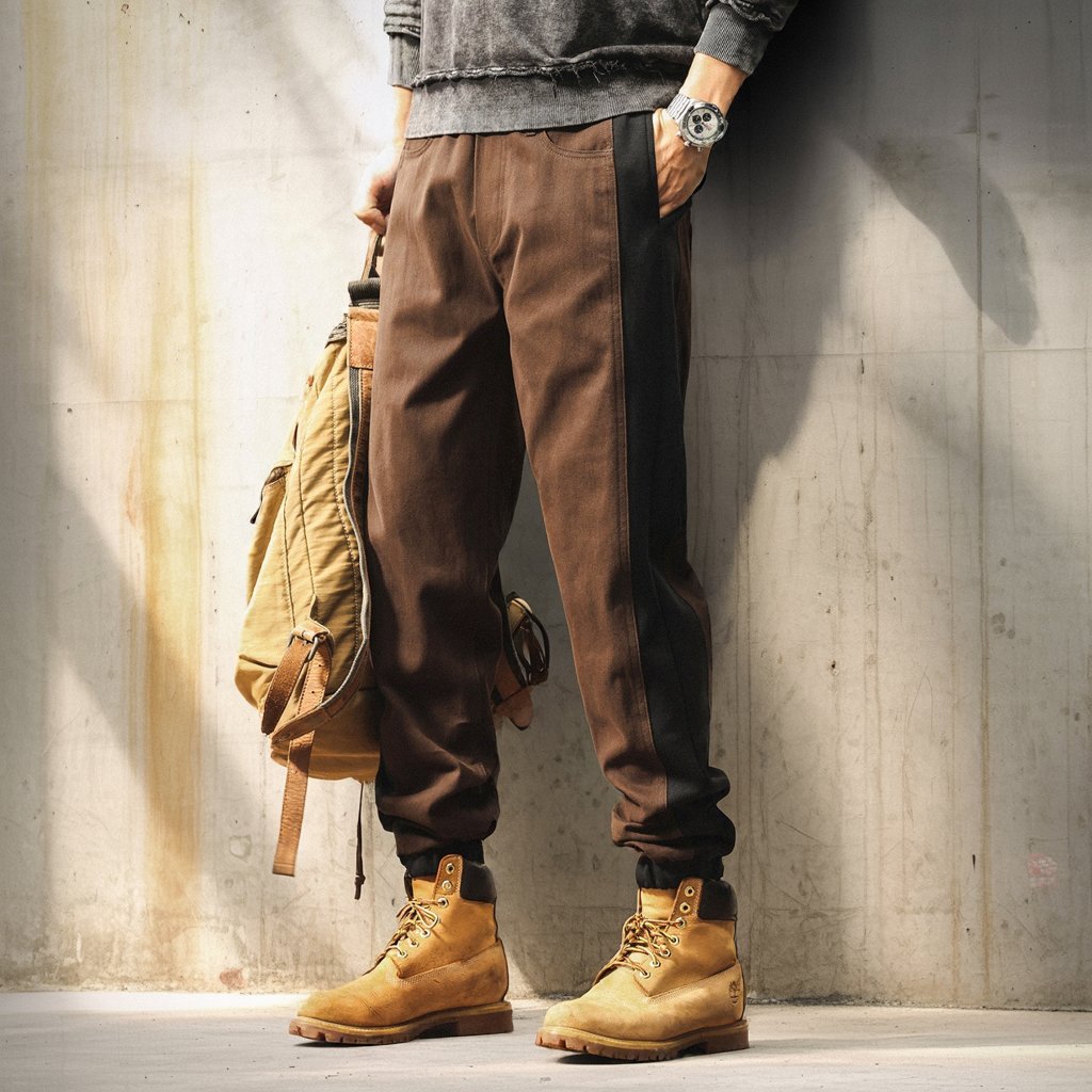 Vintage Color Block Jogger Pants P1826 – PEAK BLUE (ピークブルー)