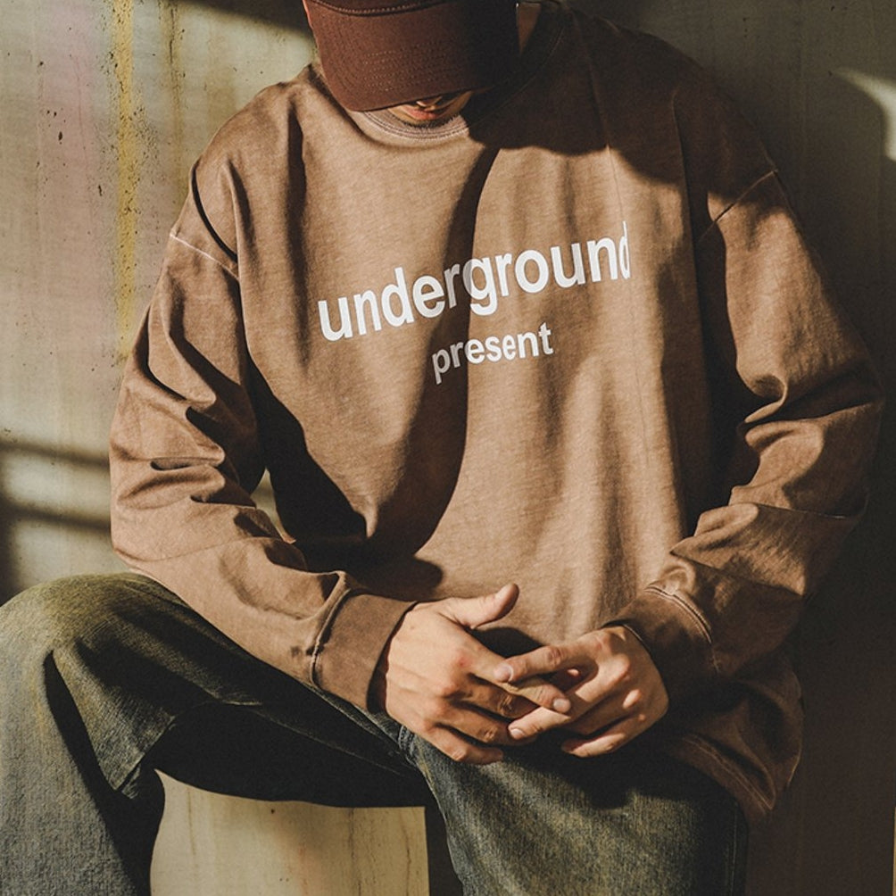 Underground Typography Long Sleeve T-Shirt P1741 – PEAK BLUE (ピークブルー)